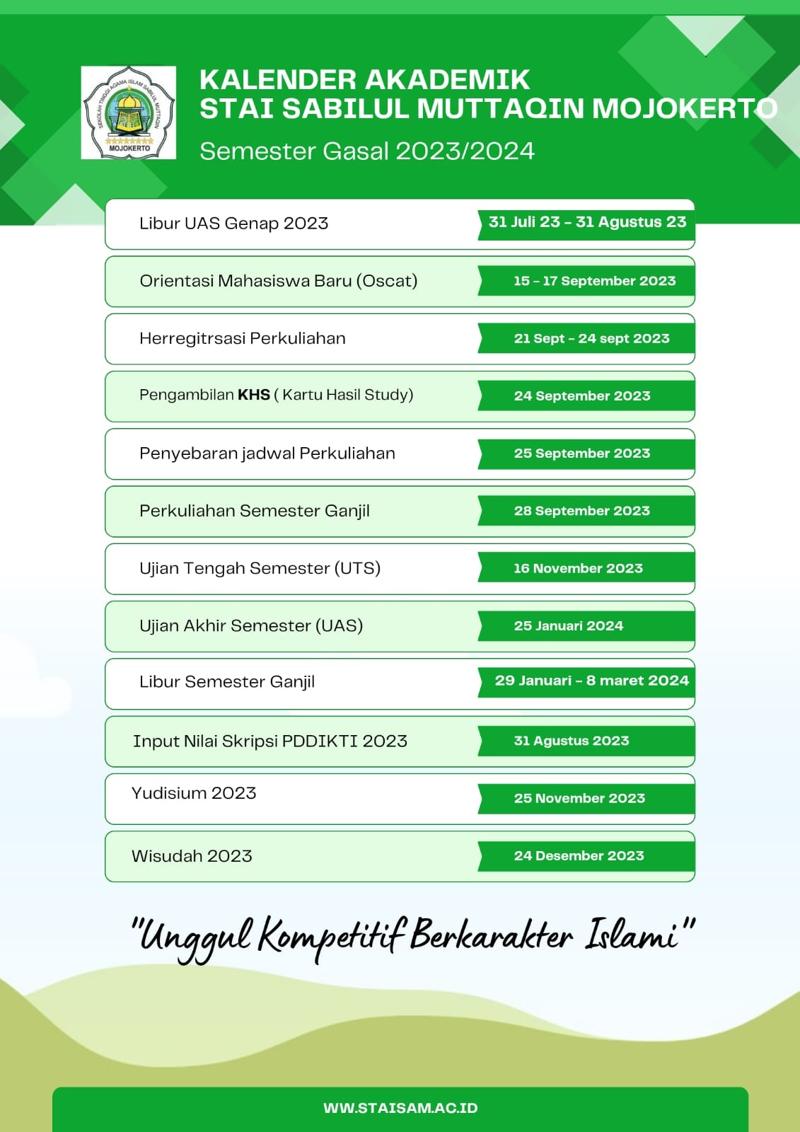 Info Awal Masuk Mahasiswa Baru Tahun Akademik 2023/2034 – STAISAM Mojokerto